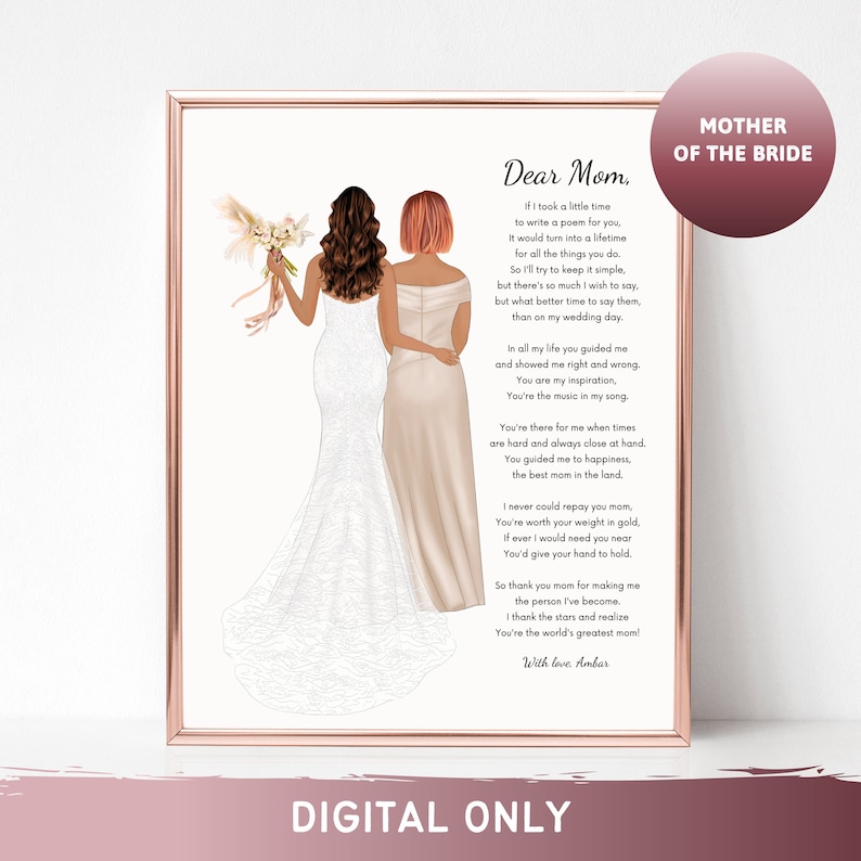 Mother of the Bride Poem From Daughter to Mom Mother of the - Etsy