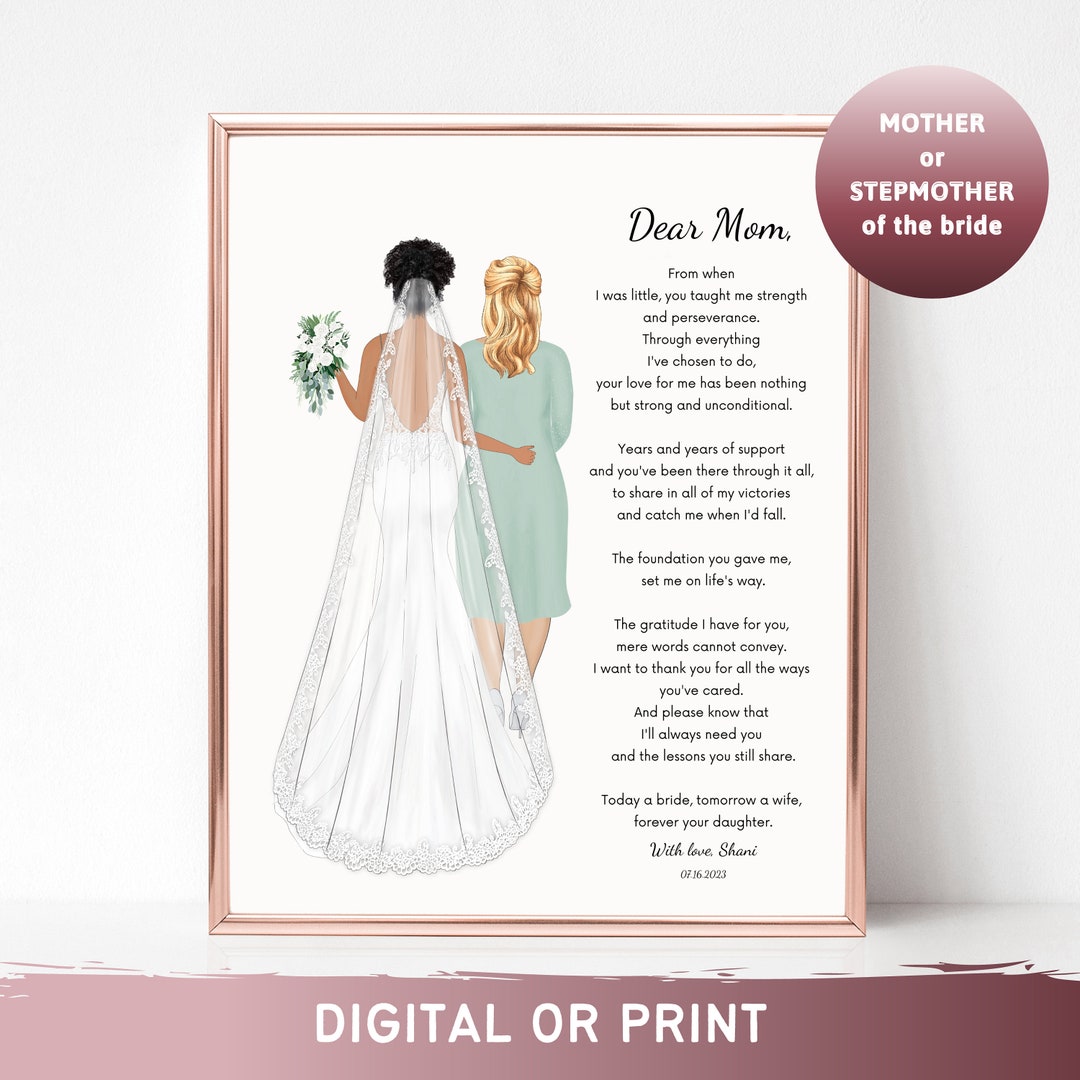 Mother of the Bride Poem From Daughter to Mom Mother of the Bride Gift ...