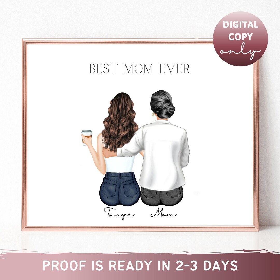 Mother and Daughter Portrait Personalized Gift Mothers Day Gift From ...
