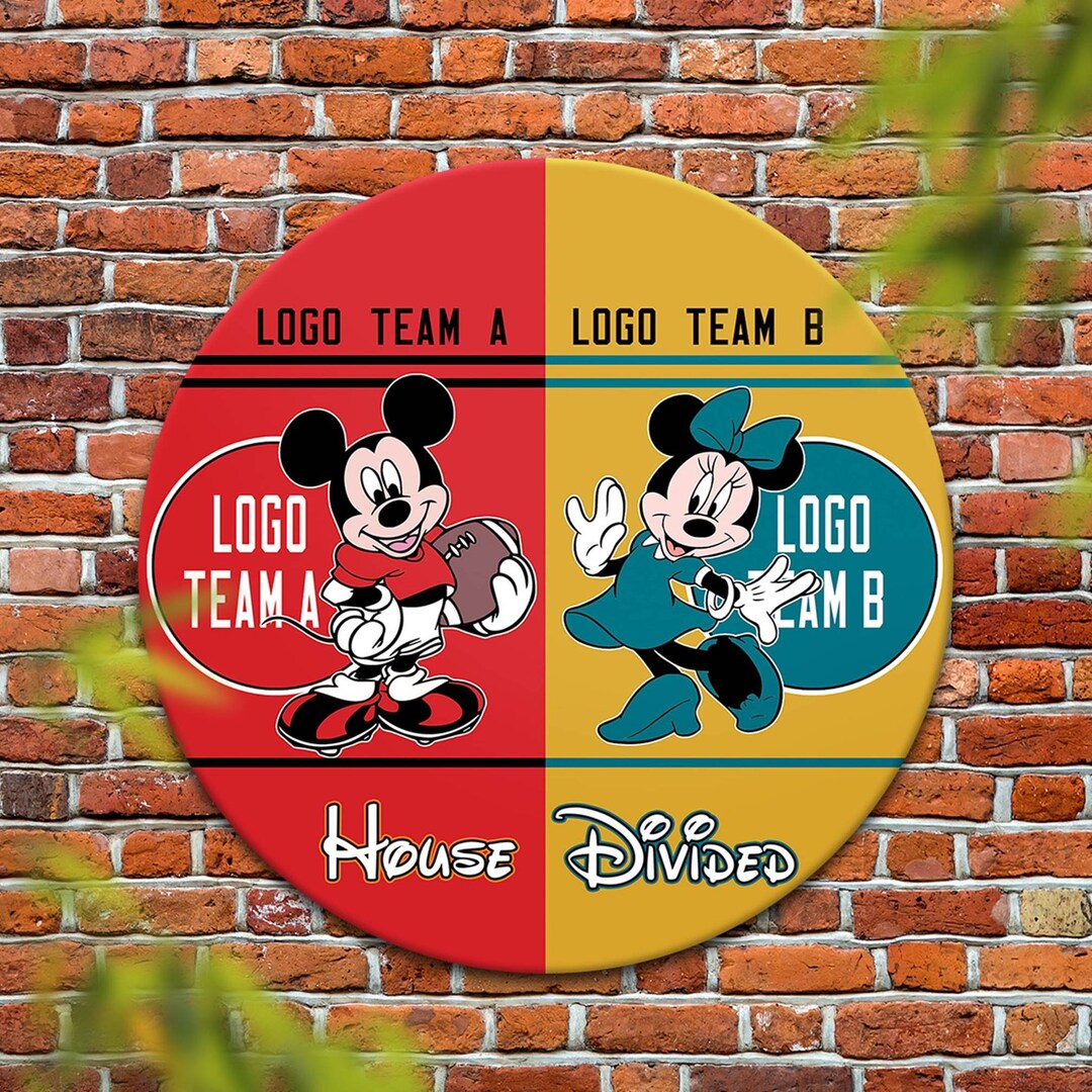 House Divided Round Wood Sign American Football Team Wood Sign Sport ...