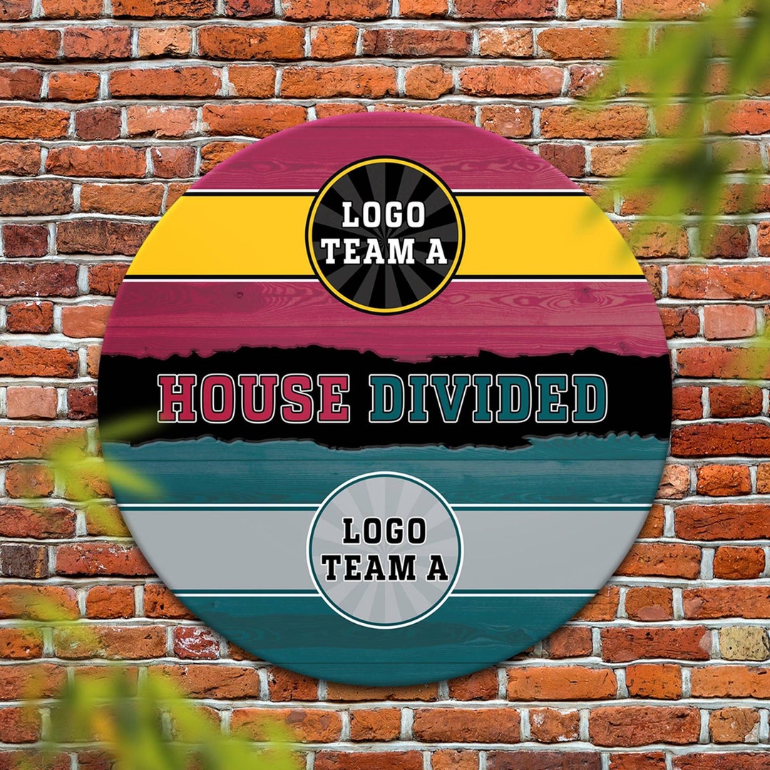 House Divided Round Wood Sign American Football Team Wood Sign Sport ...