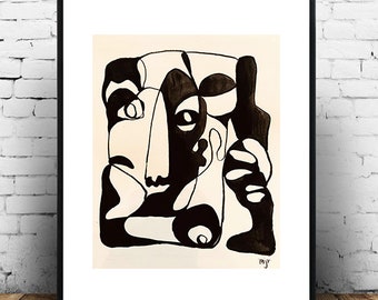 Minimalist One Line Drawing, Abstract Line Art, Printable Art ...