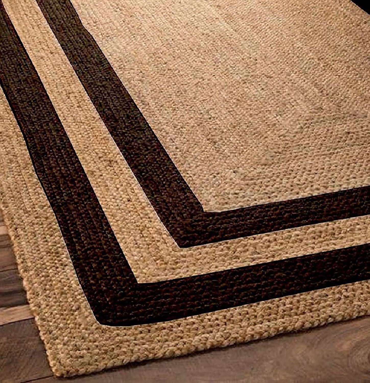 Natural Jute Rug With Black Border for Bedroom, Livingroom ,hallway ...