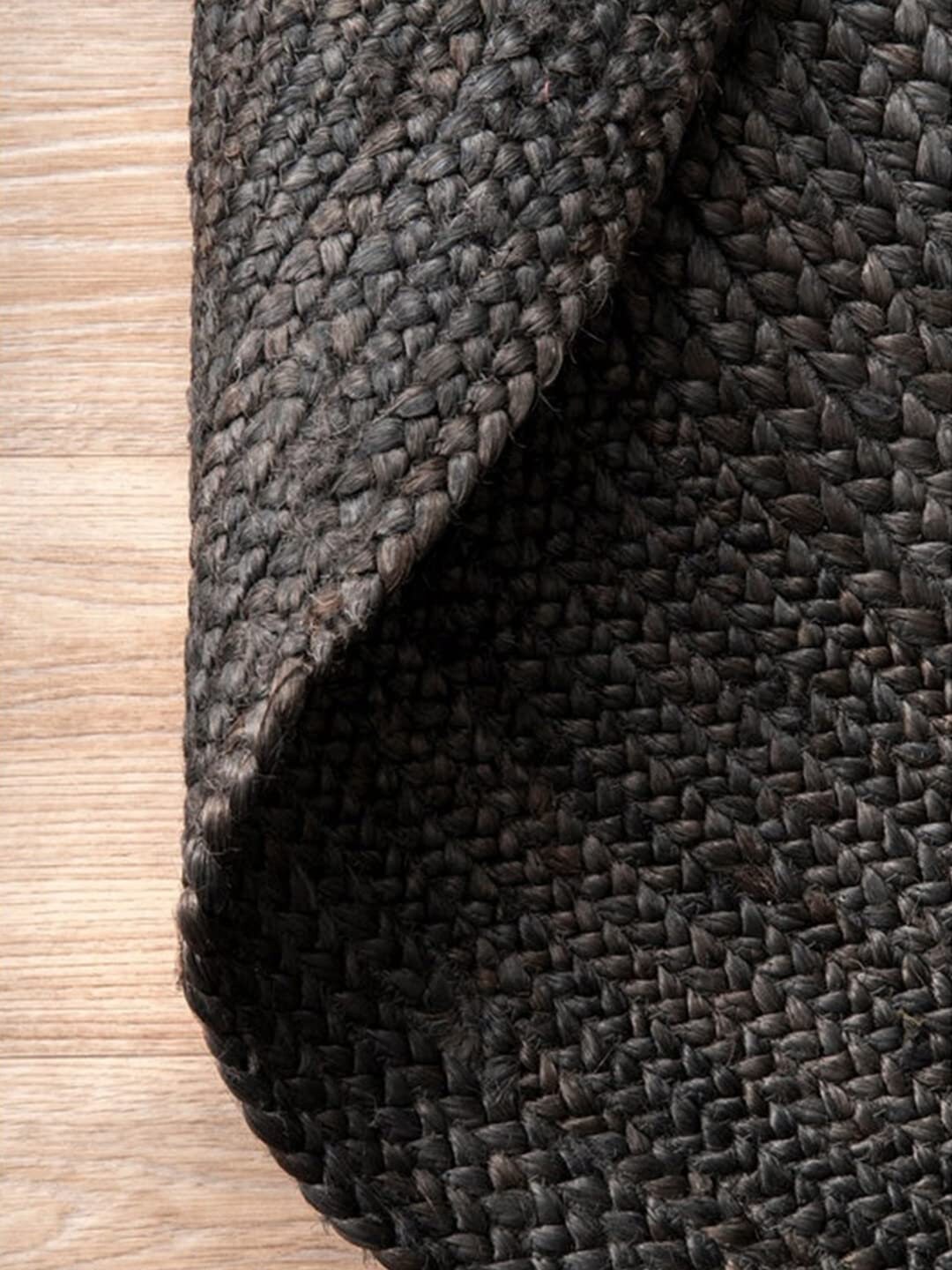 100% Genuine Black Jute Rug Round Braided Area Rug/floor Rug - Etsy