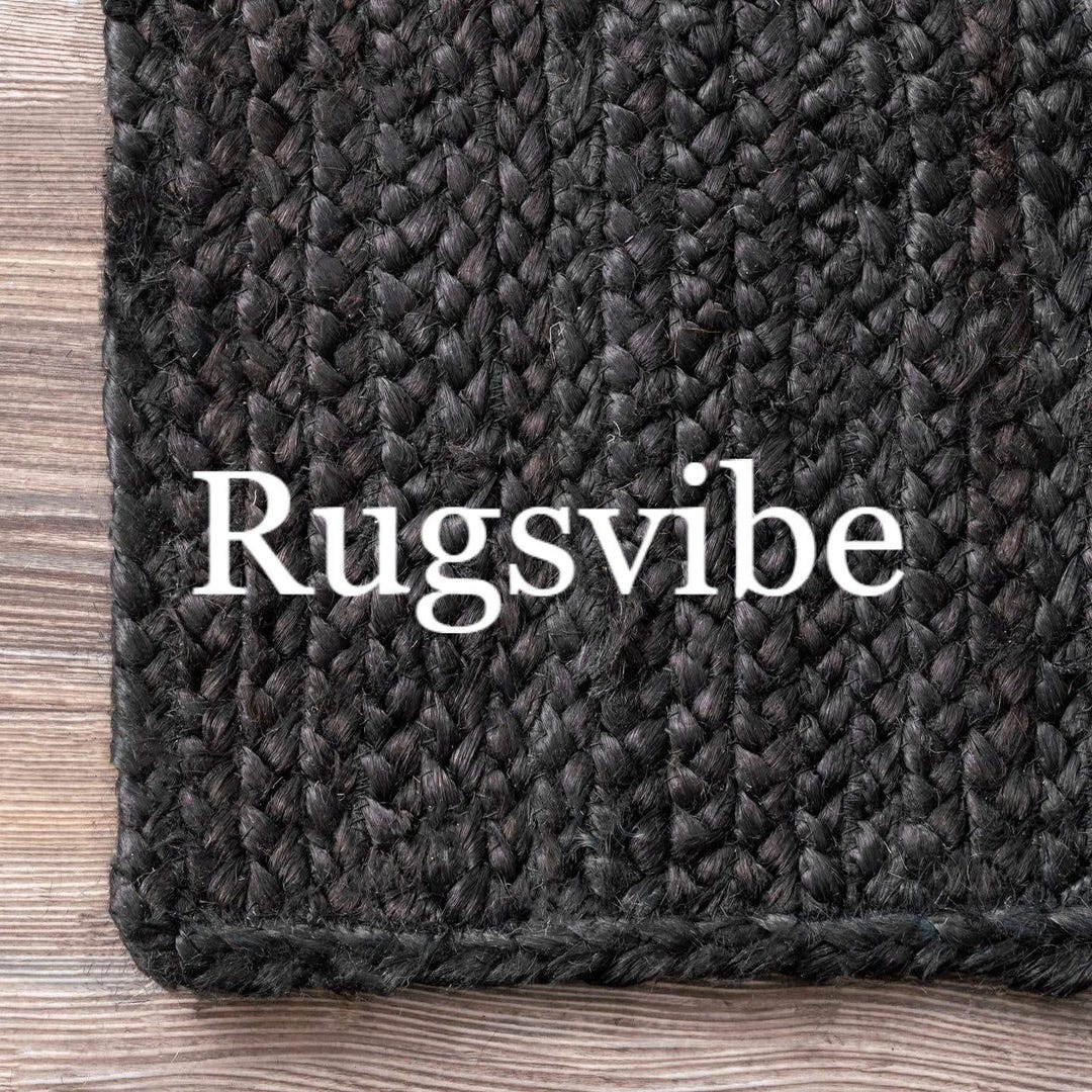 100% Genuine Black Jute Rug, Rectangle Natural Braided Area /floor Rug ...