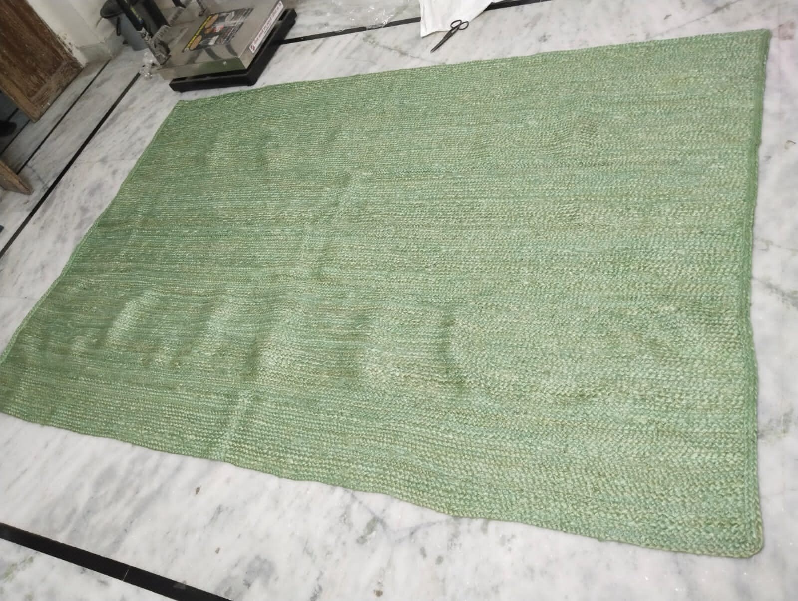 100% Natural Light Green Jute Rug Rectangle Braided Area Rug - Etsy