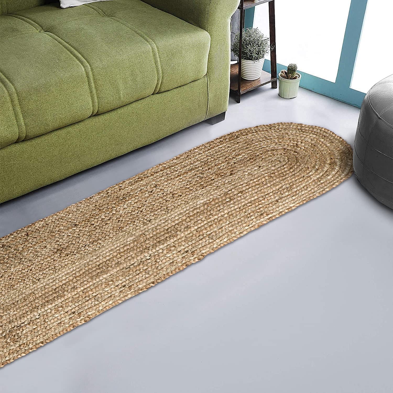 Natural Oval Jute Runner ,braided Area Runner Rug, Natural Jute Rug ...
