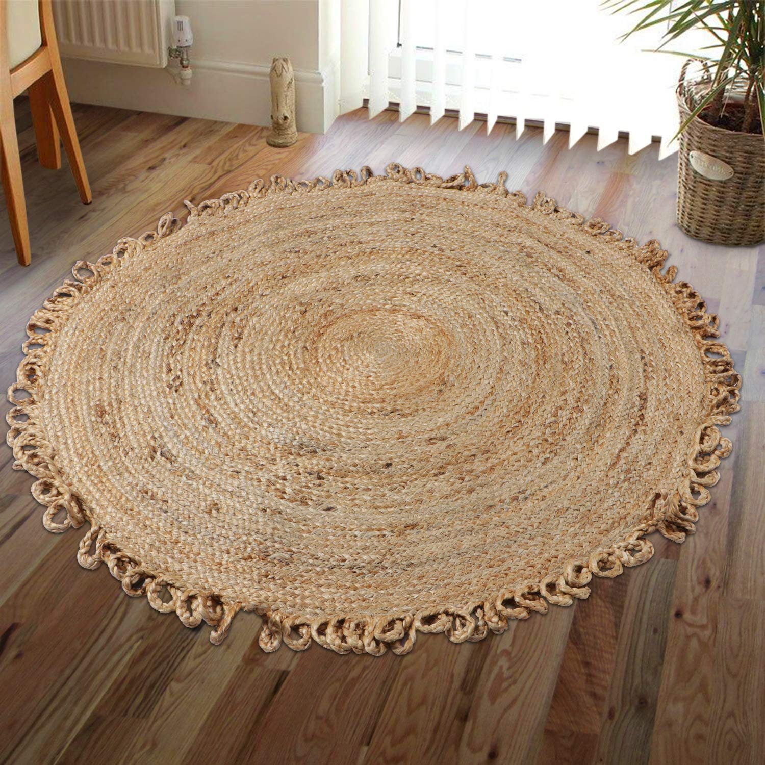 Round Brown Jute Rug, Braided Area Rug/floor Jute Carpet for Bedroom ...
