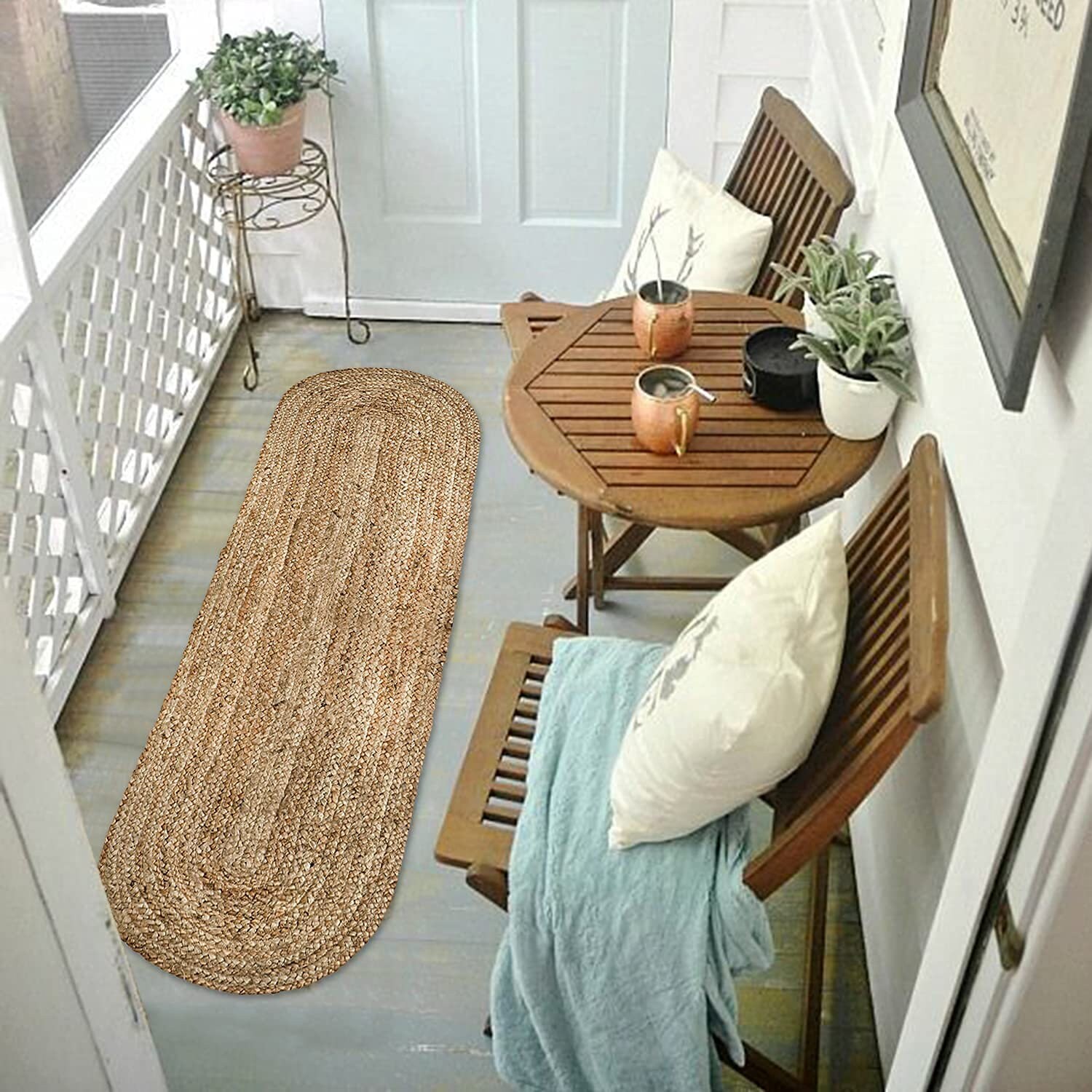 Natural Oval Jute Runner ,braided Area Runner Rug, Natural Jute Rug ...