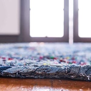 100% Natural Denim and Cotton Mix Fiber Rug, Blue Braided Area Oval Rug ...