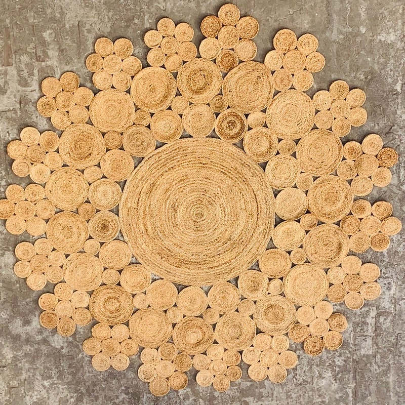 Jute Floral Rug - Etsy