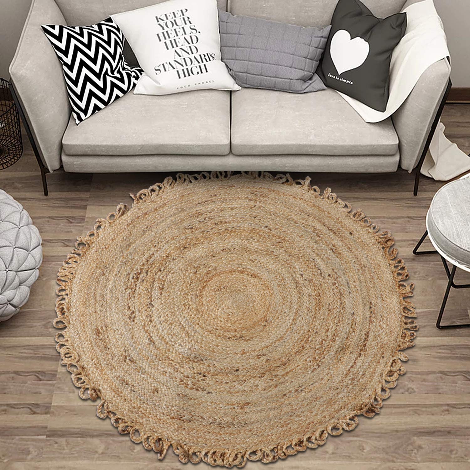 Round Brown Jute Rug, Braided Area Rug/floor Jute Carpet for Bedroom ...