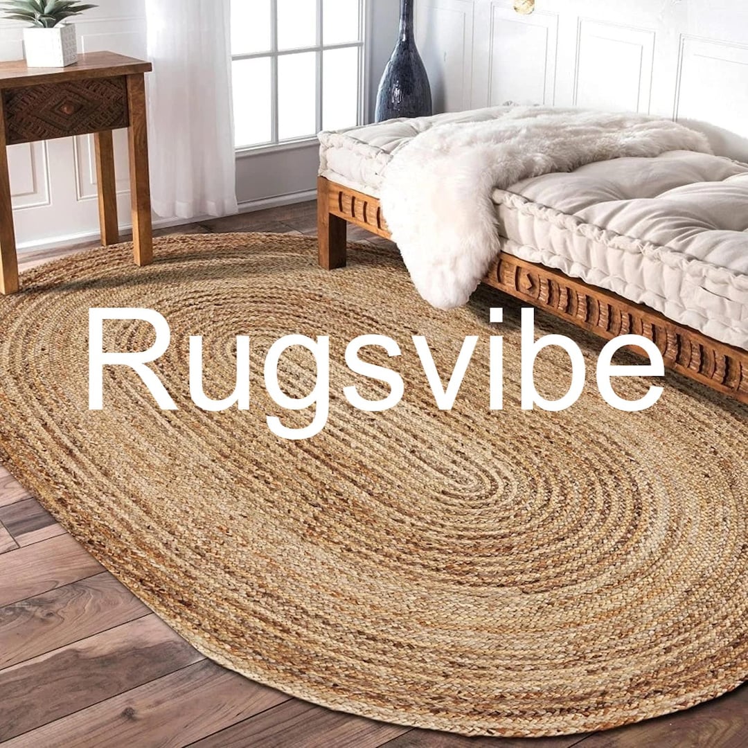 Natural Oval Braided Jute Rug, Handwoven Rustic Brown Area Rugs for ...