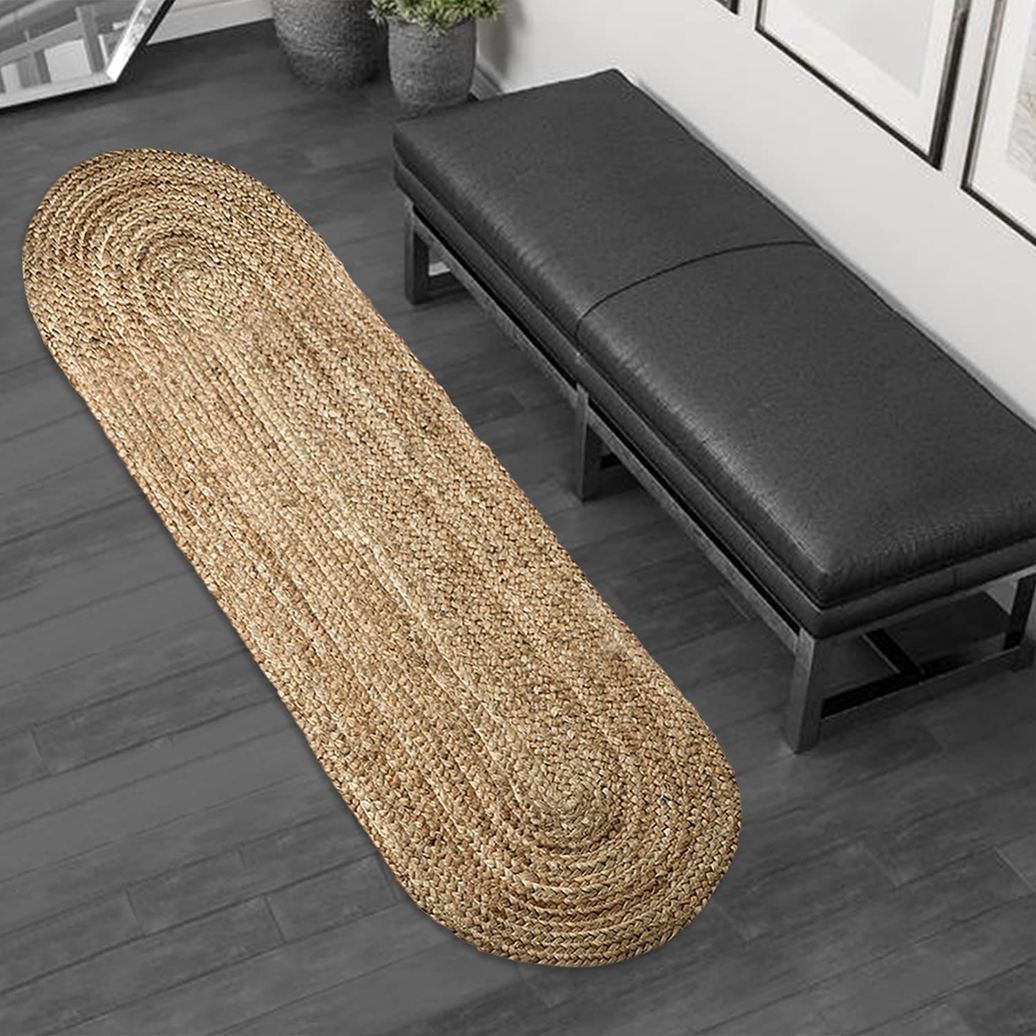 Natural Oval Jute Runner ,braided Area Runner Rug, Natural Jute Rug ...