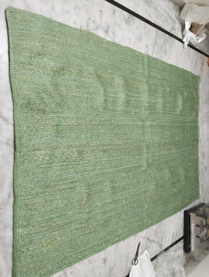 100% Natural Light Green Jute Rug Rectangle Braided Area Rug - Etsy