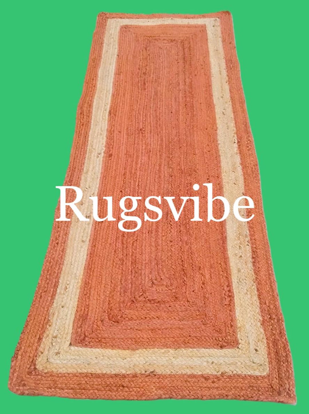 Orange Jute Rug With Brown Border: Braided Eco Runner - Etsy