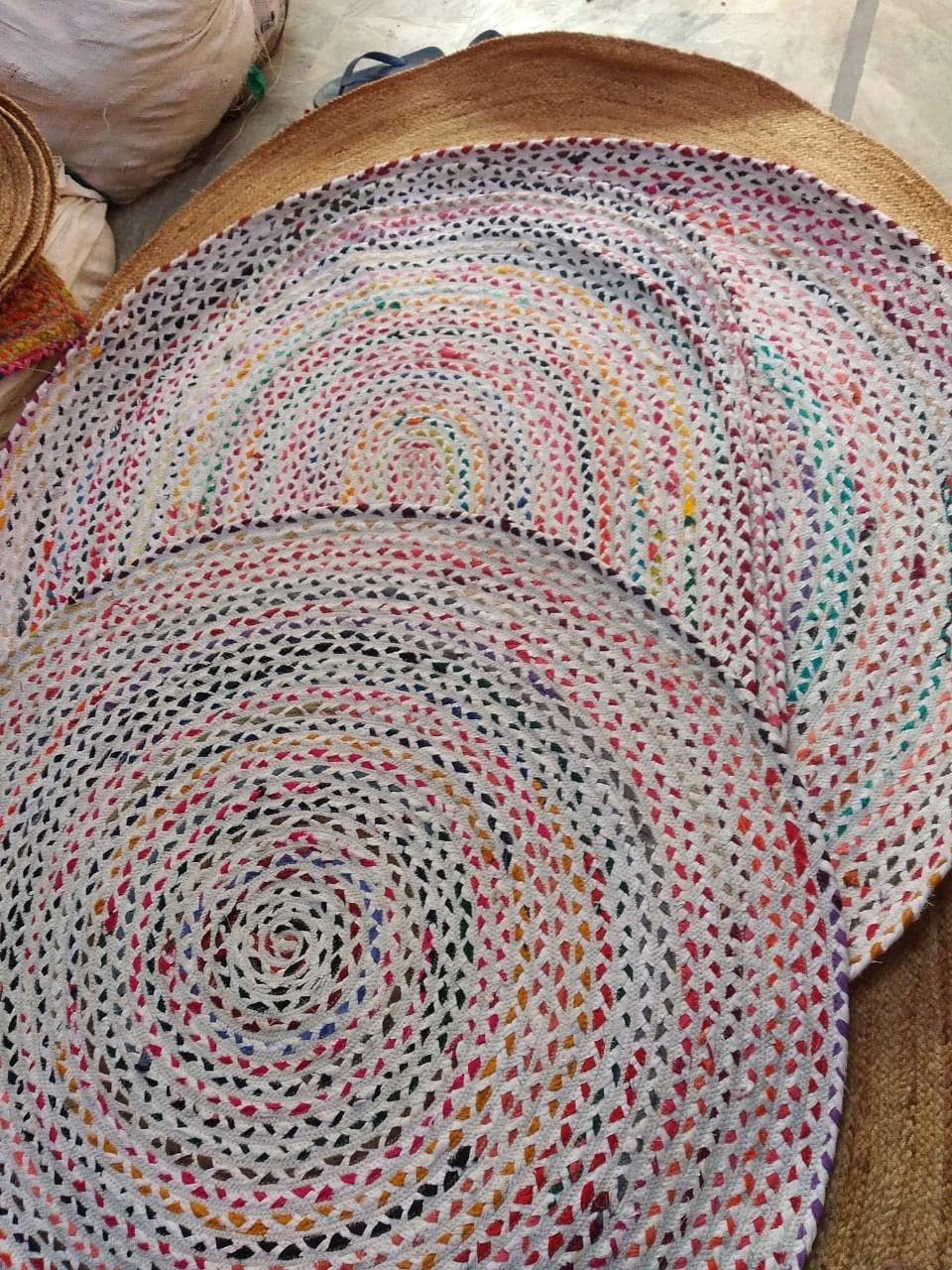 Natural Cotton Rag Rug for Bedroom Livingroom Round Braided - Etsy