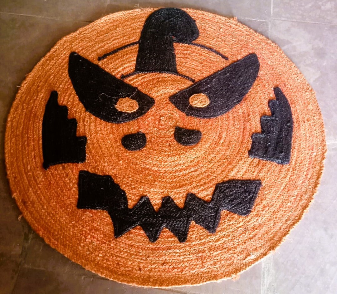 100% Natural Round Pumpkins Orange Jute Braided Fall Decor Area Rugs ...