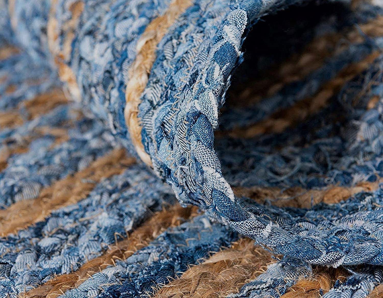 Denim Jute Runner Braided Area Runner Rug for Hallway - Etsy