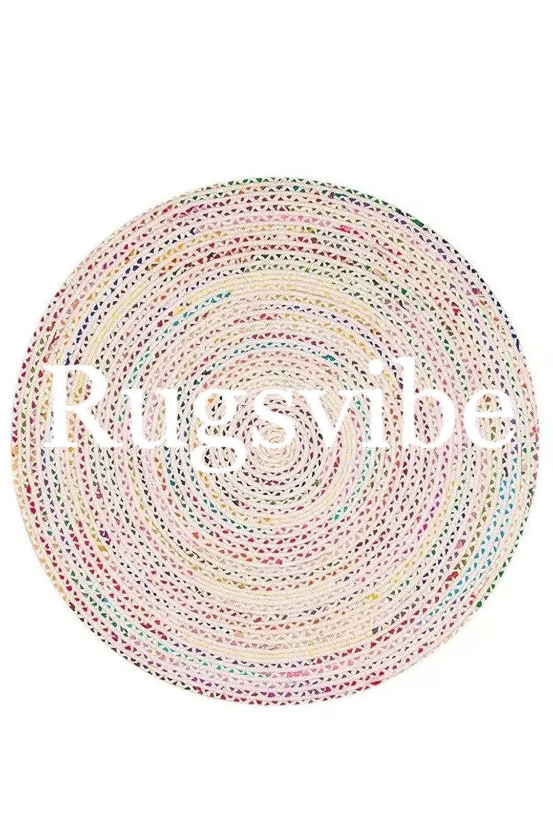 Natural Cotton Rag Rug for Bedroom Livingroom, Round Braided Cotton ...