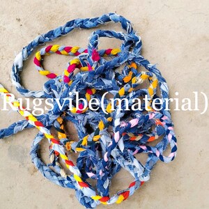 100% Natural Denim and Cotton Mix Fiber Rug, Blue Braided Area Oval Rug ...