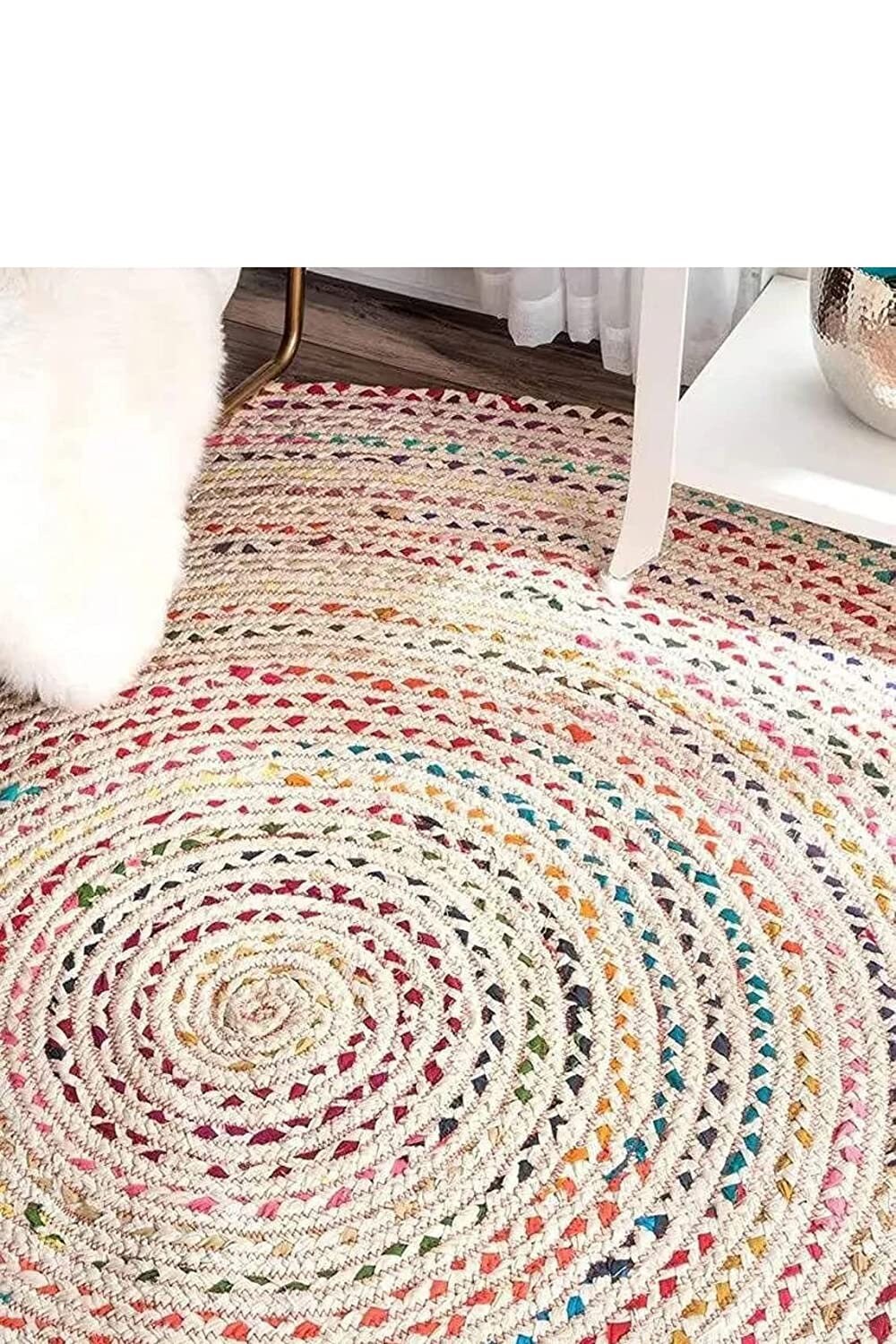 Natural Cotton Rag Rug for Bedroom Livingroom Round Braided - Etsy