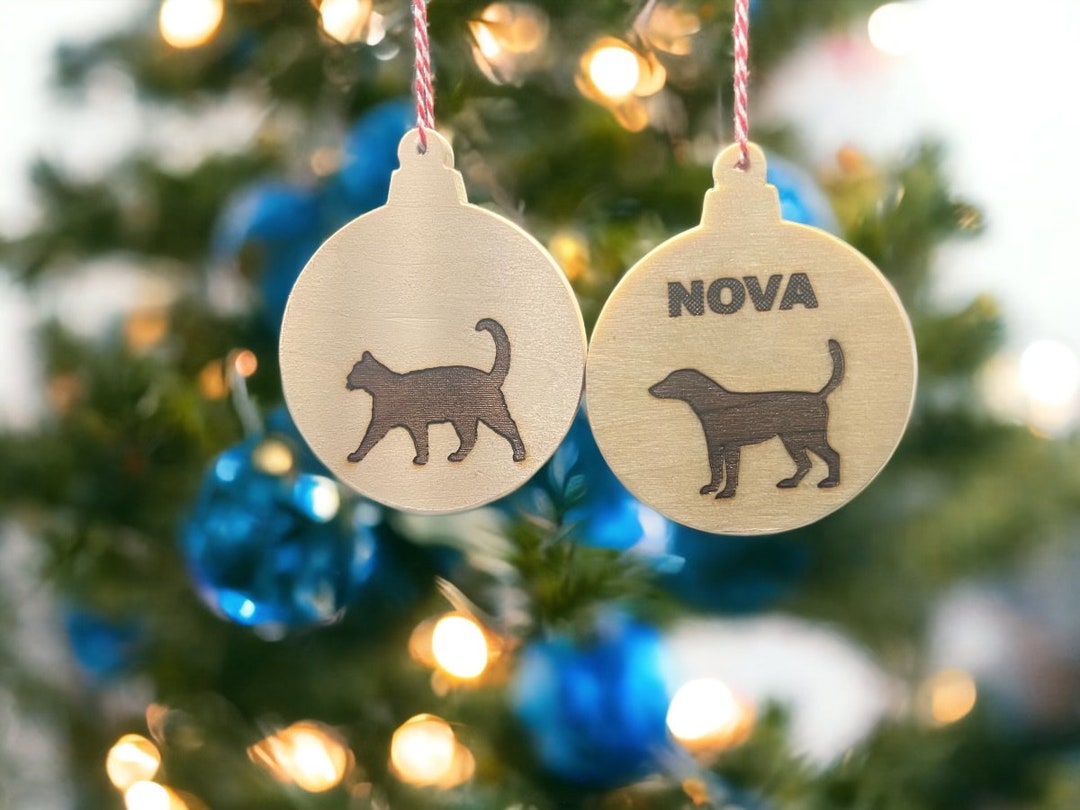 Personalized Pet Name Ornament, Wooden Christmas Ornament, Laser ...