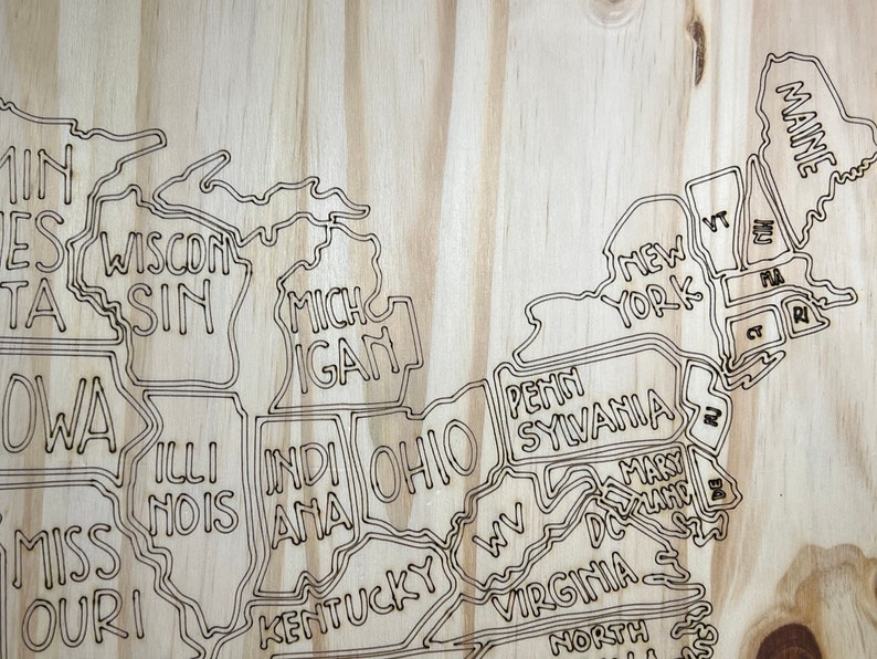 3D Laser Engraved Map, United States, 50 States - Etsy