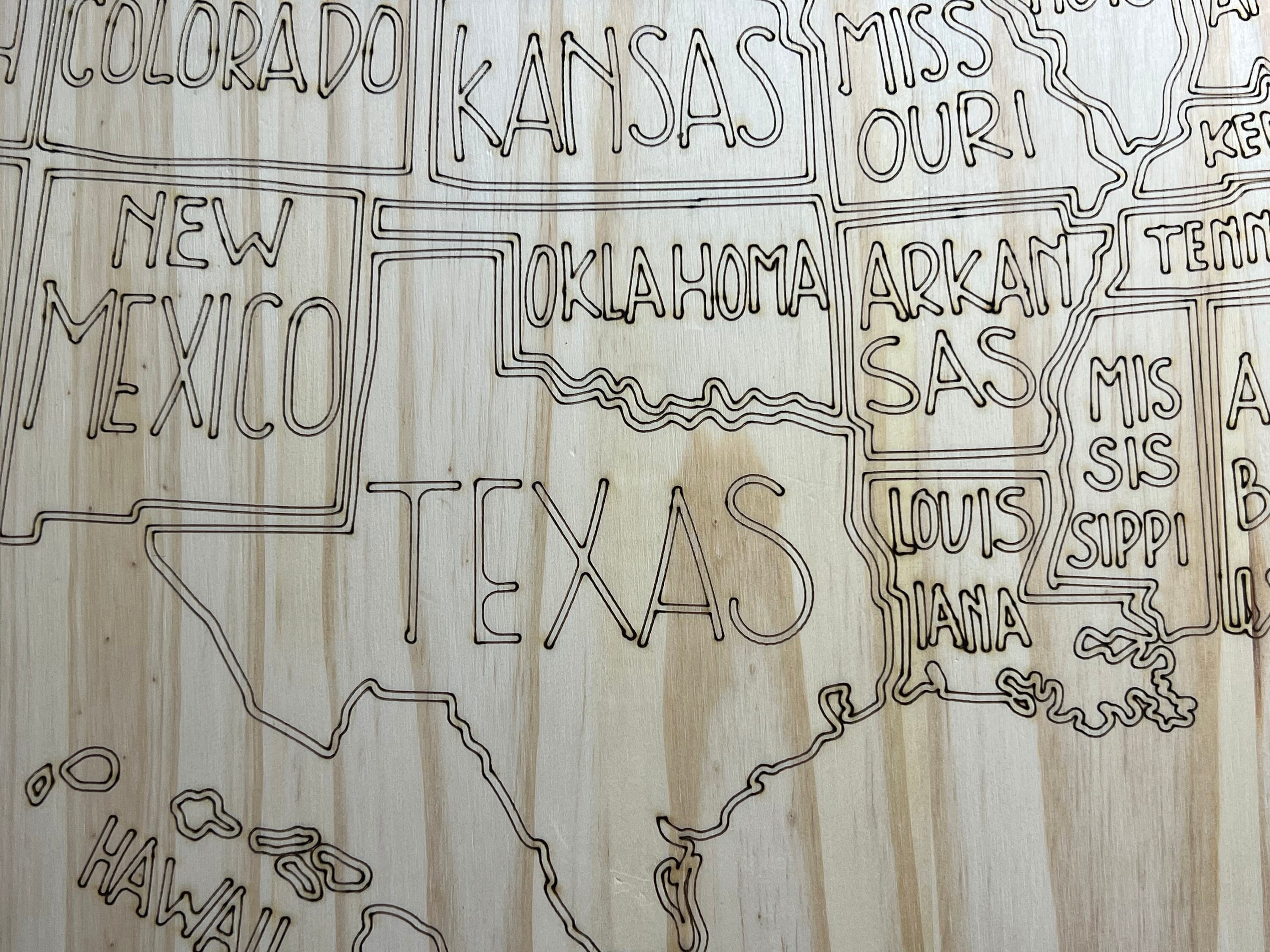 3D Laser Engraved Map, United States, 50 States - Etsy