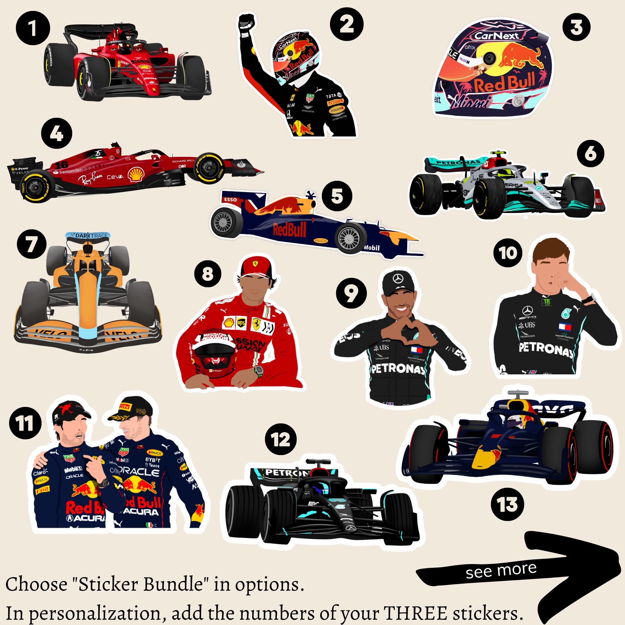 F1 Max Verstappen Sticker Redbull Racing // Formula One // 2021 2022 ...
