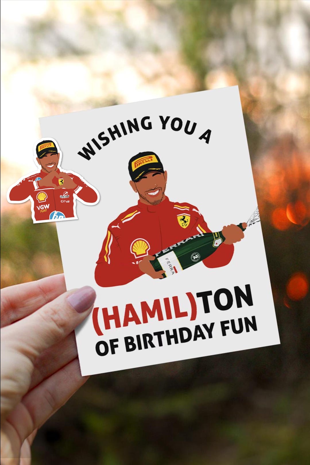 F1 Hamilton Birthday Card / Ferrari / Lewis / Boyfriend / Girlfriend ...