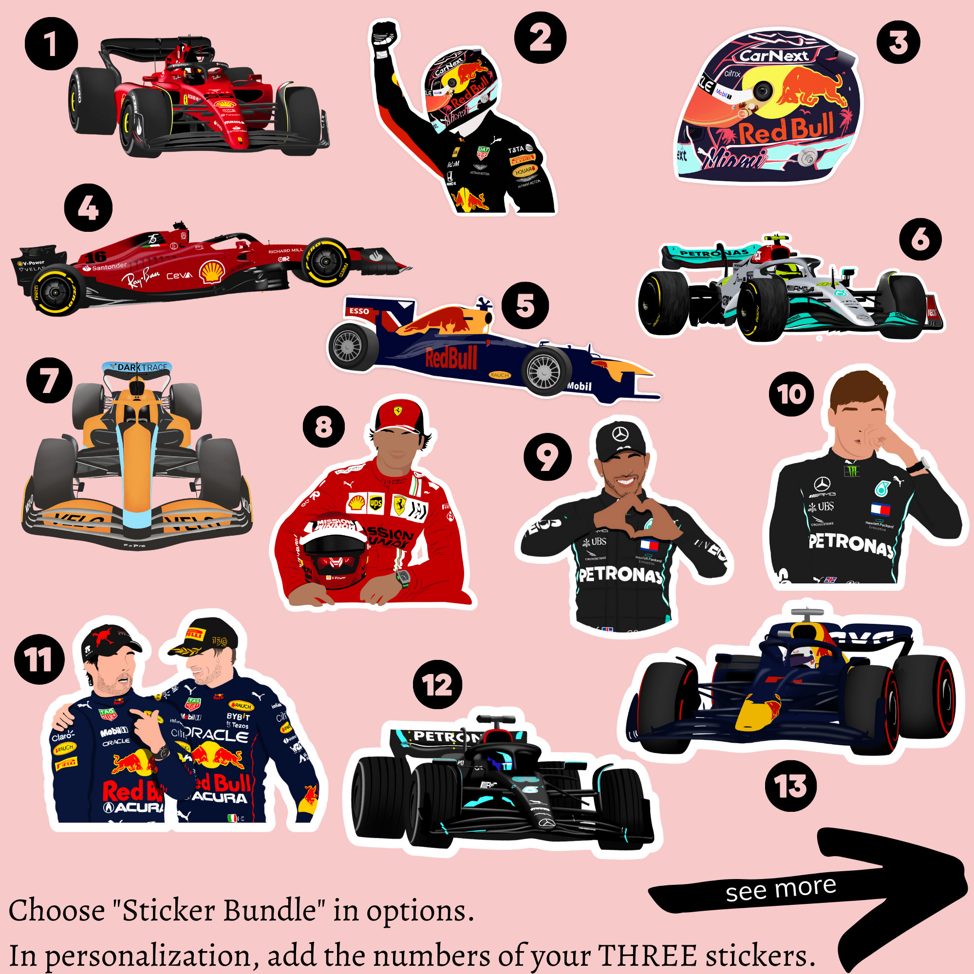 Redbull Racing Helmet Sticker // Bundle /F1 // Formula One // - Etsy
