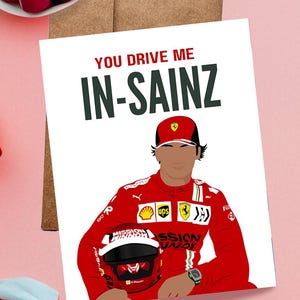 F1 Carlos Sainz Jr Valentines Card / Ferrari Fan Gift / Formula One Art ...