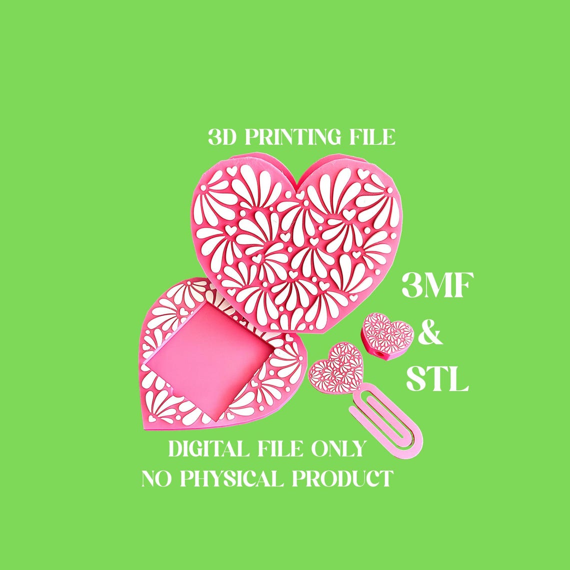 Heart Pattern 3D Files Set With STL and 3MF File Included - Etsy