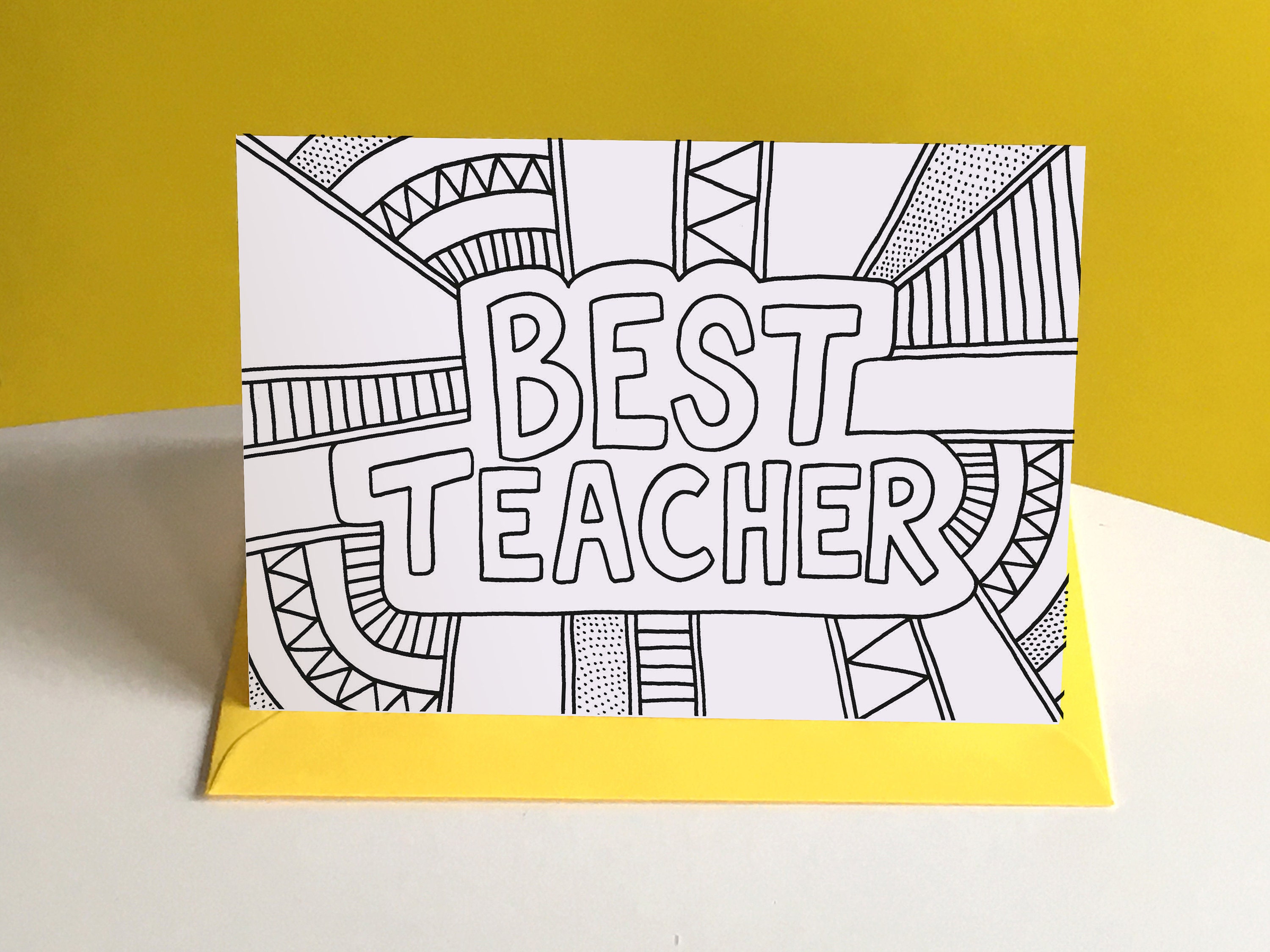 BEST TEACHER Personalised Colouring Greeting Card by Handy Studio - Etsy