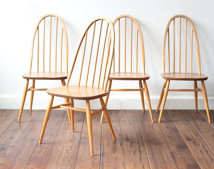4 Ercol Windsor 365 Quaker Back Dining Chairs | Ercol Blond Dining ...