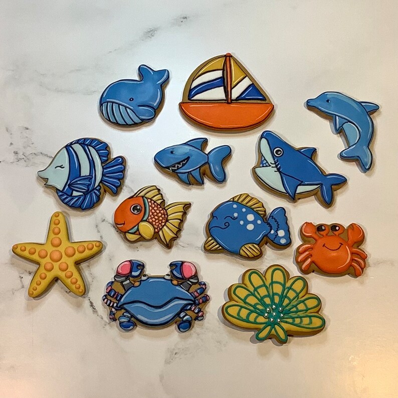 Ocean Cookies, Sea Theme Cookies, Birthday Cookies, Nautical Theme ...