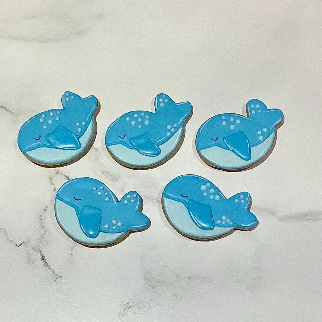 Whale Cookies, Ocean Cookies, Sea Theme Cookies, Birthday Cookies ...