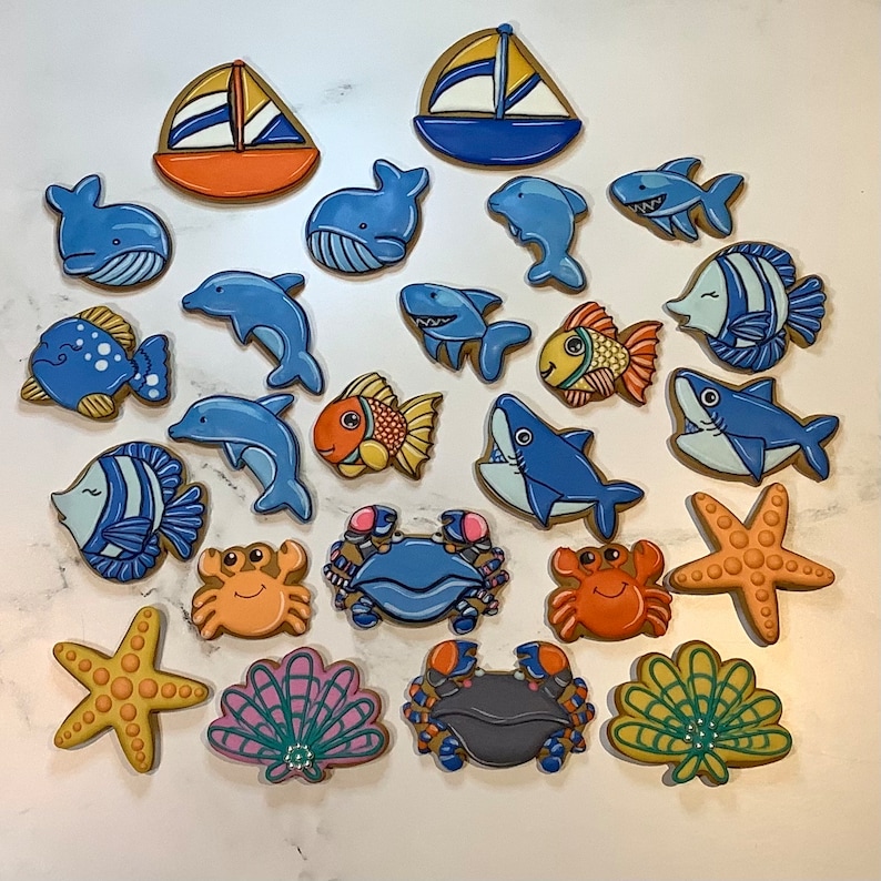 Ocean Cookies, Sea Theme Cookies, Birthday Cookies, Nautical Theme ...