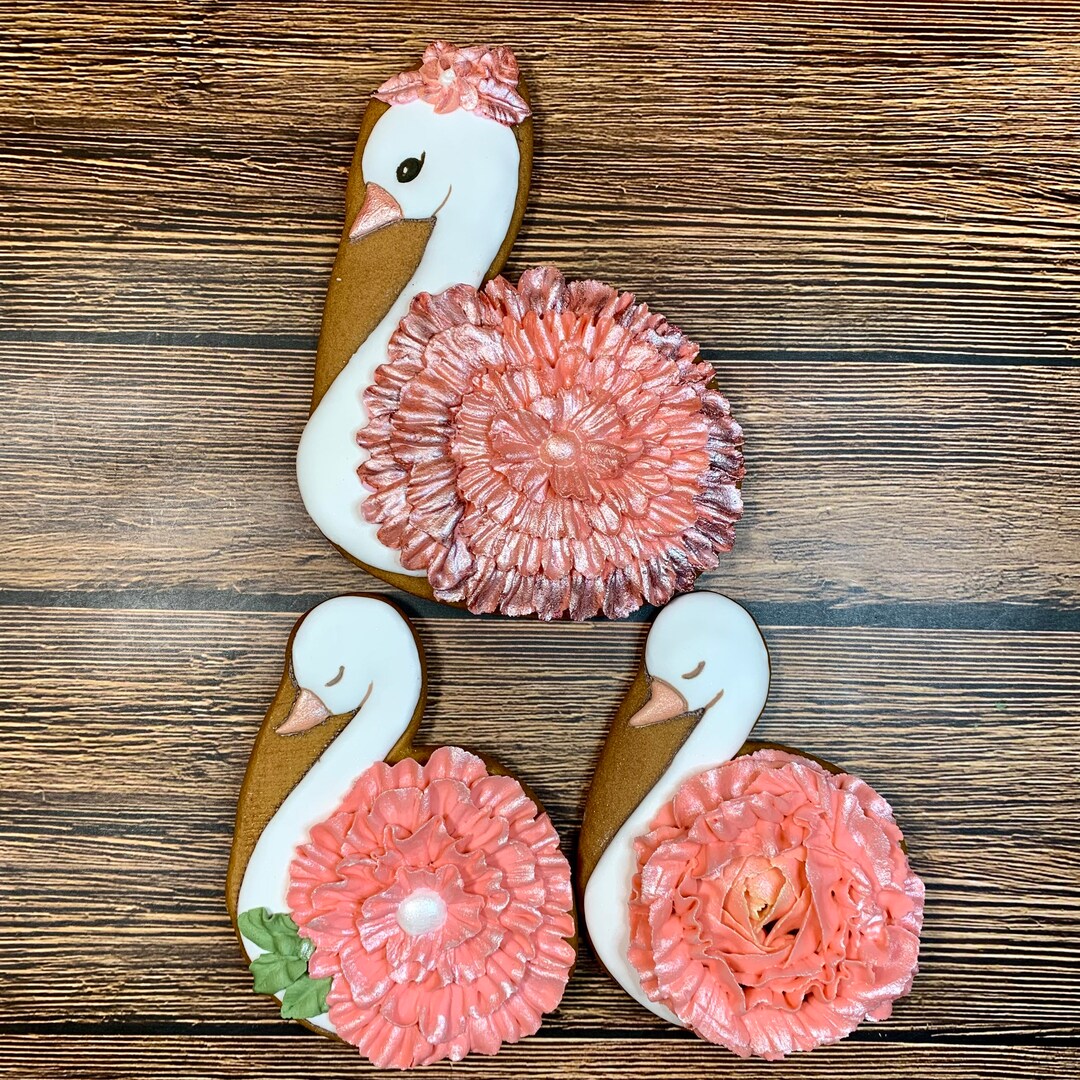 Swan Sugar Cookies, Floral Design, Birthday Party Favors, 6 Pcs - Etsy