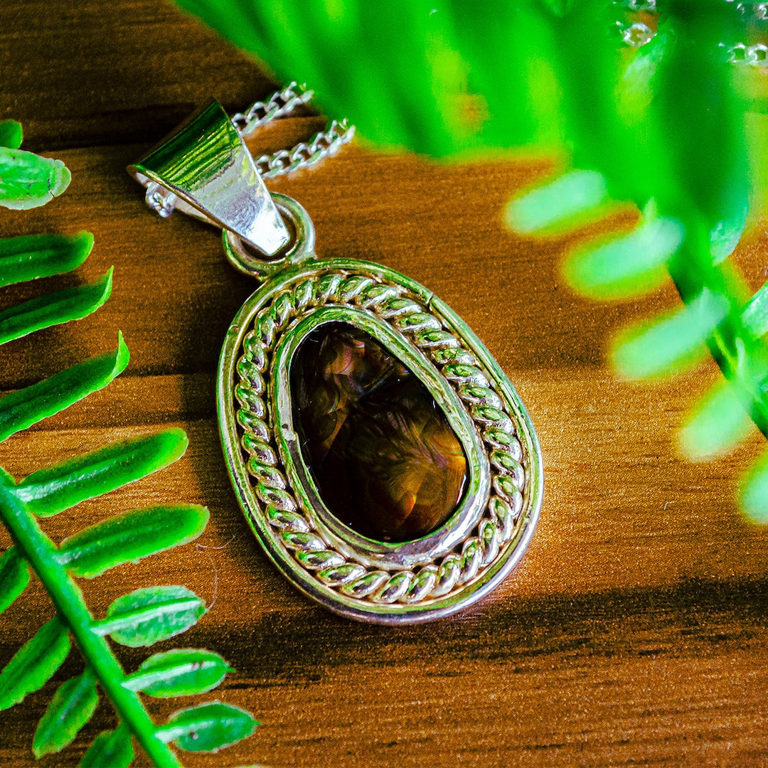 Fire Agate Silver Pendant Mexican Fire Agate Necklace Fire - Etsy