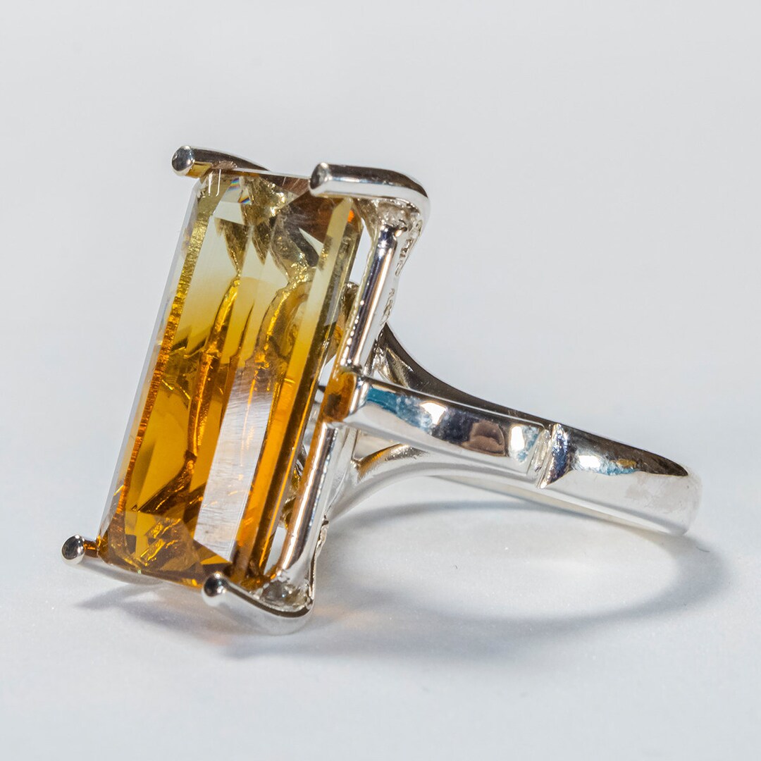 Beautiful Bicolor Citrine Ring, Cathedral Citrine Ring, Silver Citrine ...