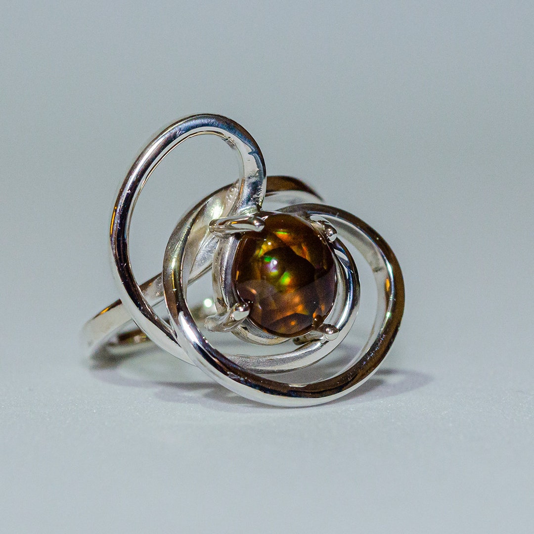 Handcrafted Sterling Silver Fire Agate Ring Healing Crystal Jewelry for ...
