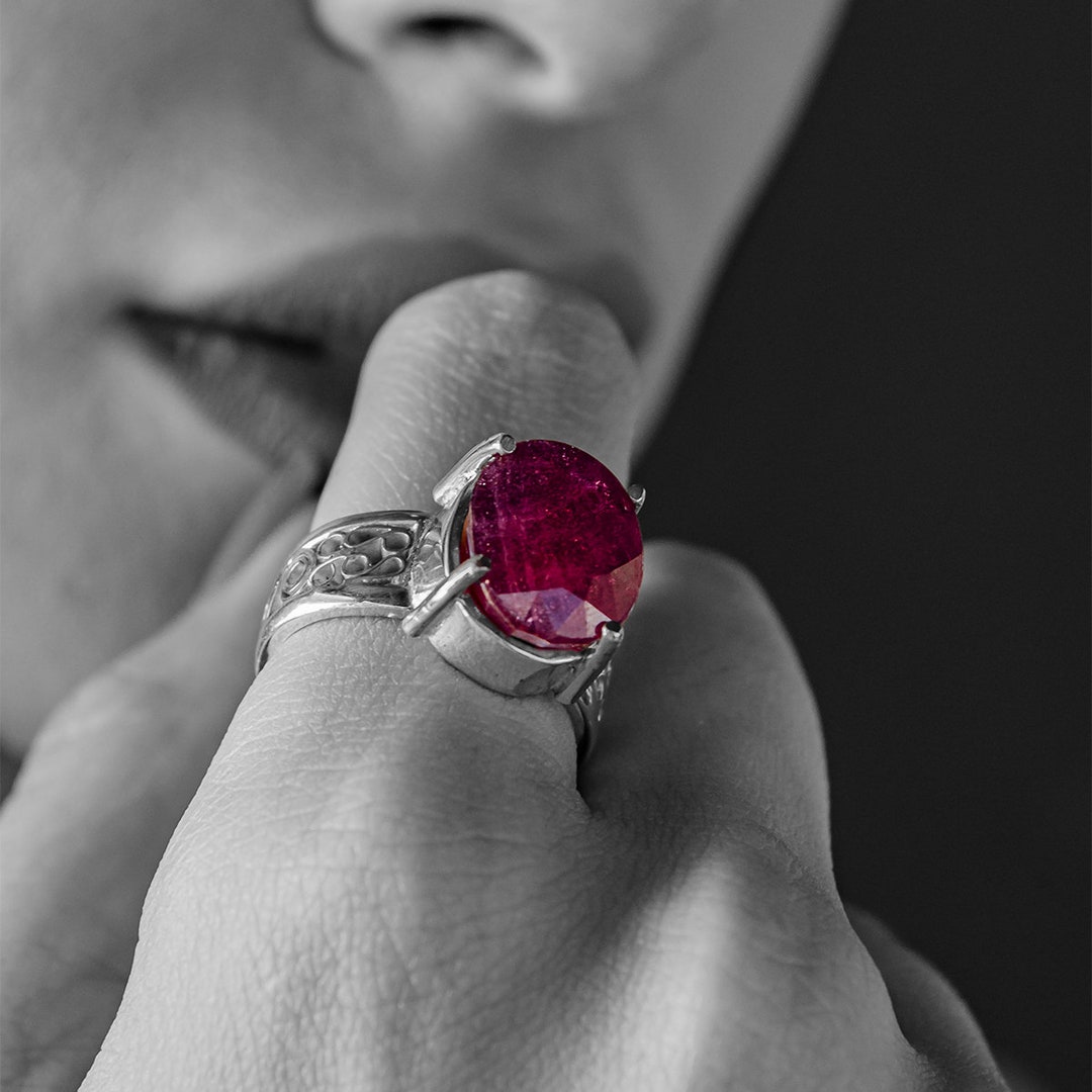 Ruby Filigree Silver Ring, Ruby Silver Ring, Ruby Ring, July Birthstone ...