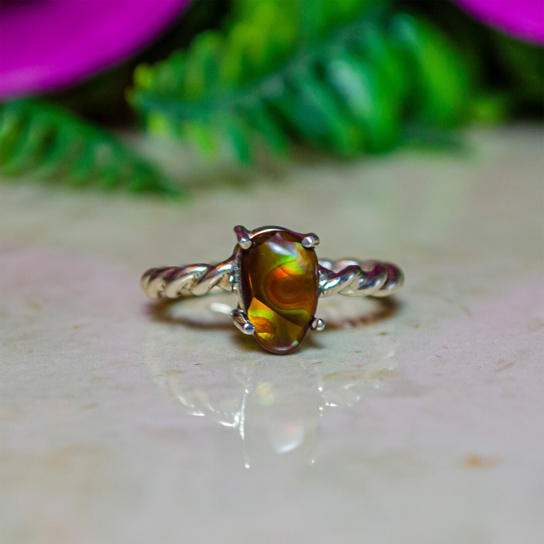 Mexican Fire Agate Silver Ring for Women, Great Scenery Fire Agate Ring ...