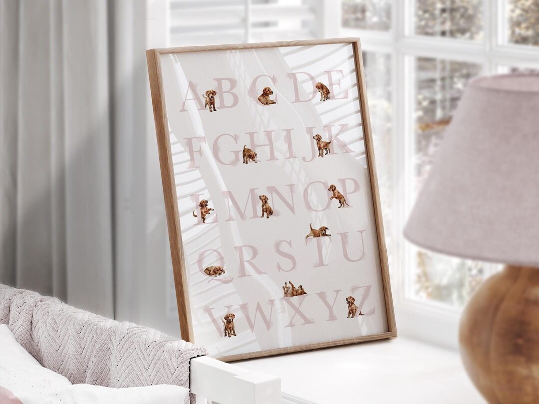 Red Fox Labrador Retriever Puppy ABC Poster, Red Fox Lab Nursery Wall ...