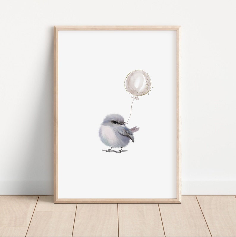 Baby Fairy WREN Holding a Pink Balloon, Wren PRINT, Fairy Wren DIGITAL ...
