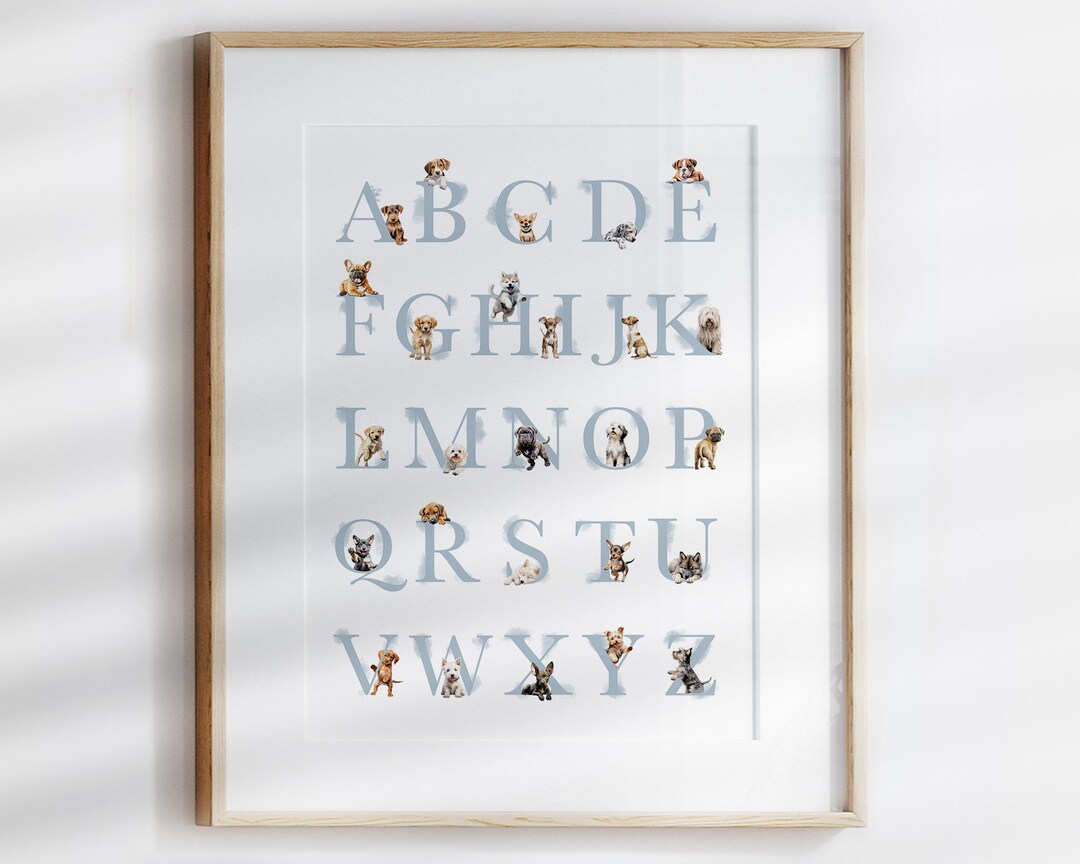 Puppy ALPHABET POSTER | Puppy Nursery Decor | Puppy Dog Wall Art for a ...