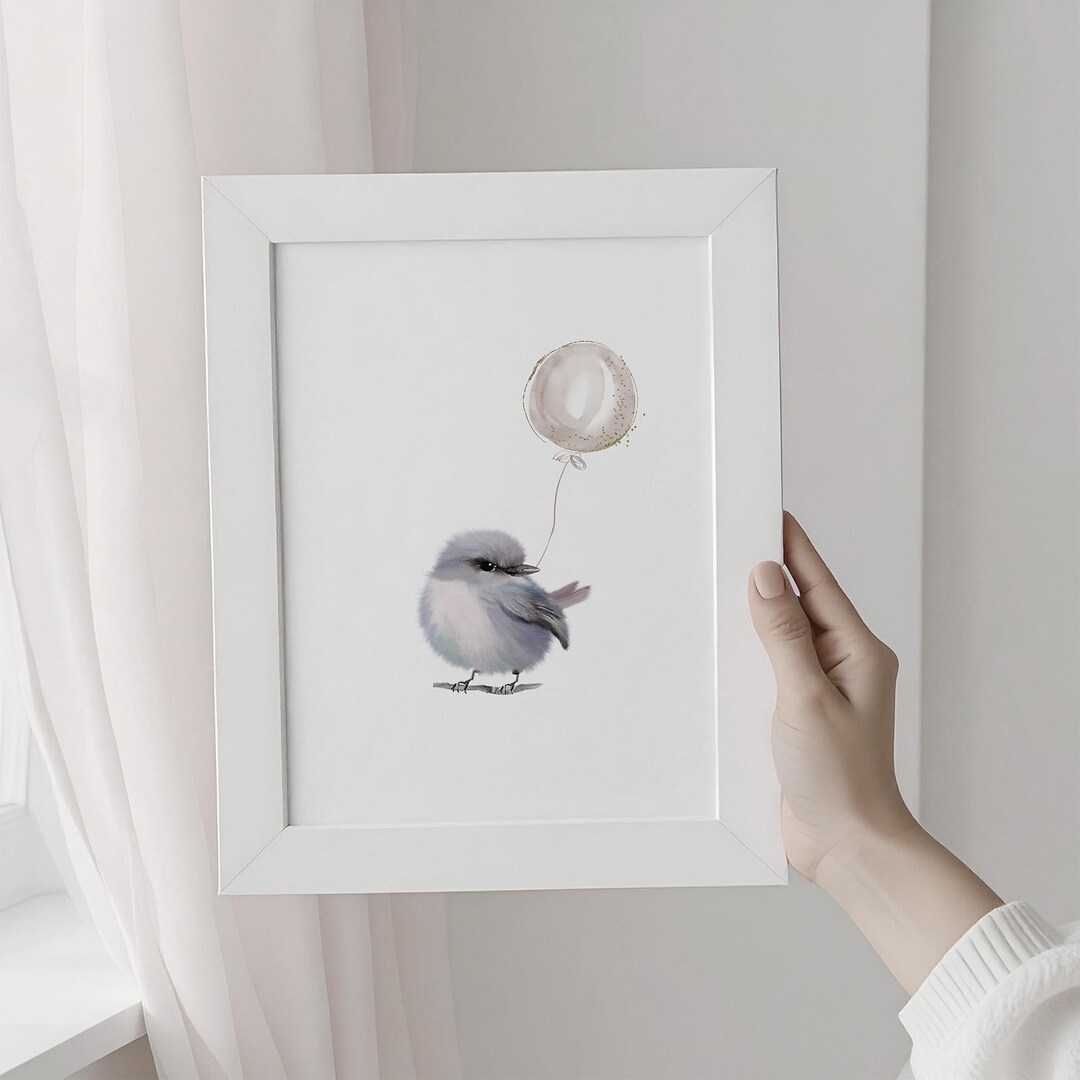 Baby Fairy WREN Holding a Pink Balloon, Wren PRINT, Fairy Wren DIGITAL ...
