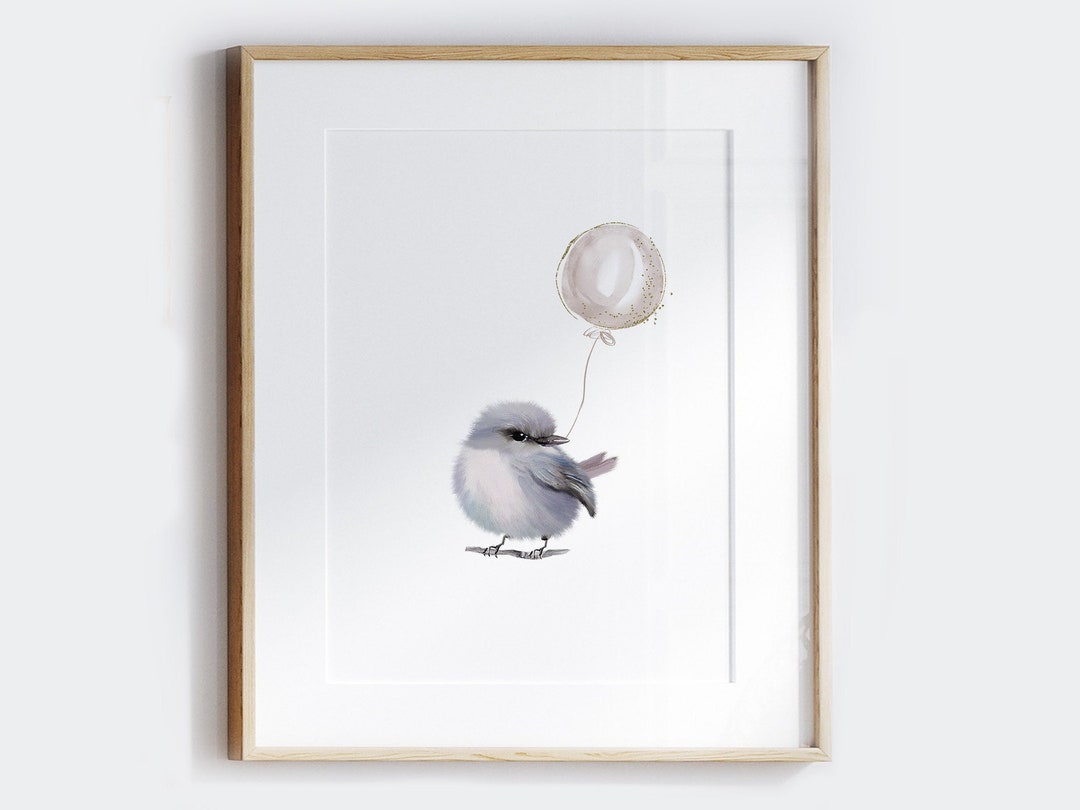 Baby Fairy WREN Holding a Pink Balloon, Wren PRINT, Fairy Wren DIGITAL ...